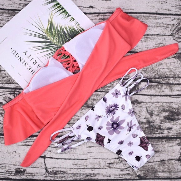 Swim | Ruffle Brazilian Bikin Off Shoulder Swimsuit | Poshmark